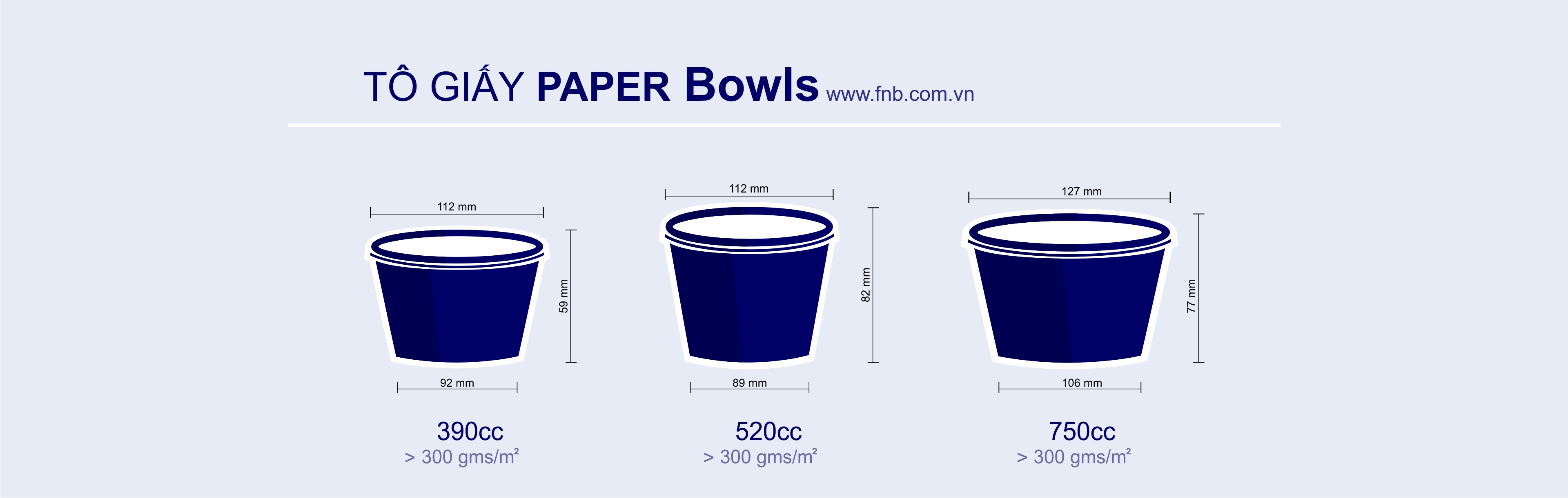 FnB High Quality Disposable Products Paper Bowls In Sizes 390cc